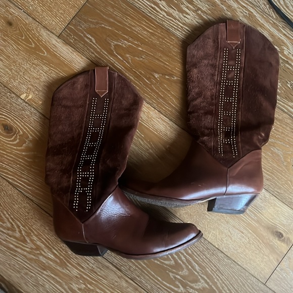 PAZZO | Shoes | Pazzo Cowboy Boots Size 8 2 Genuine Suede Brown With ...